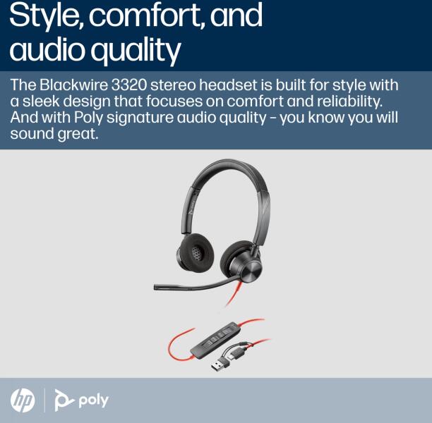 HP Poly Blackwire 3320 Stereo Microsoft Teams Certified (HC8X220AA ...