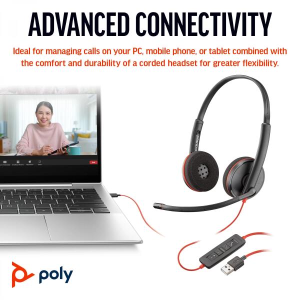 HP Poly Blackwire 3220 Stereo USB-C (HC8X2J9A6) (Microfon, căşti) - Preturi