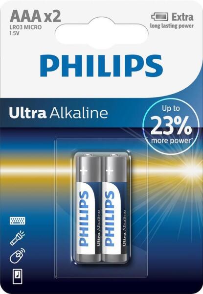 Philips Baterii Ph Ultra Alkaline Aaa, 2 Buc (lr03e2b/10) (Baterie ...