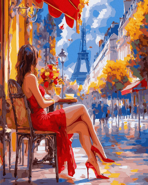 Oh Art! Set pictura pe numere, cu sasiu, Toamna in Paris, 40x50 cm ...