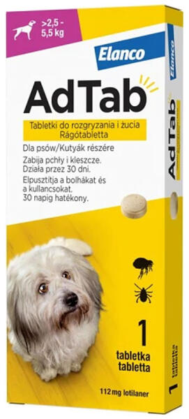 Vásárlás: Elanco AdTab rágótabletta kis testű kutyáknak (>2, 5-5, 5 kg ...