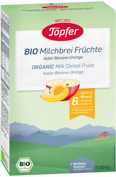 Topfer Cereale Topfer Bio cu gris de grau cu lapte, mere, banane si ...