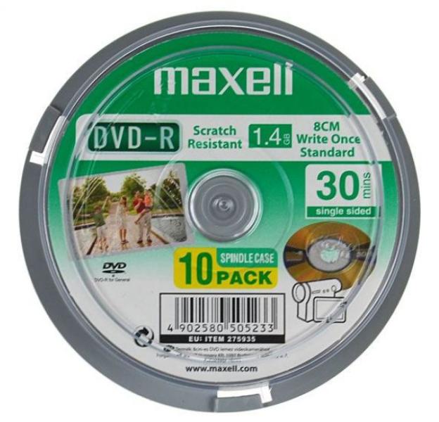 Maxell Mini DVD-R 1.4Gb 4X 10 бр. Празни дискове CD, DVD Цени, оферти и ...