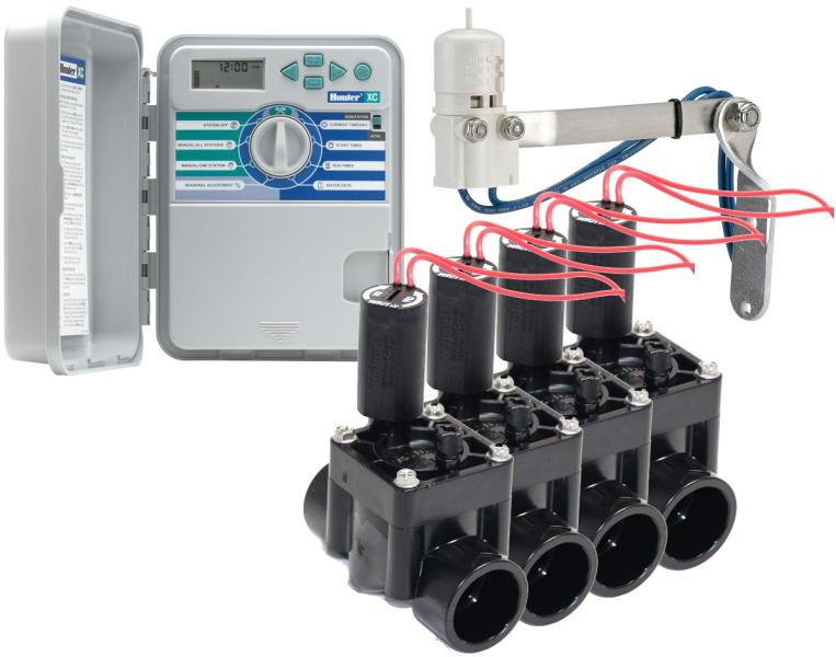 Hunter Kit irigare exterior Hunter 4 zone cu senzor de ploaie (Sistem ...