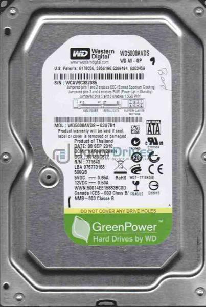 Western Digital AV-GP 3.5 500GB 7200rpm 32MB SATA2 (WD5000AVDS ...