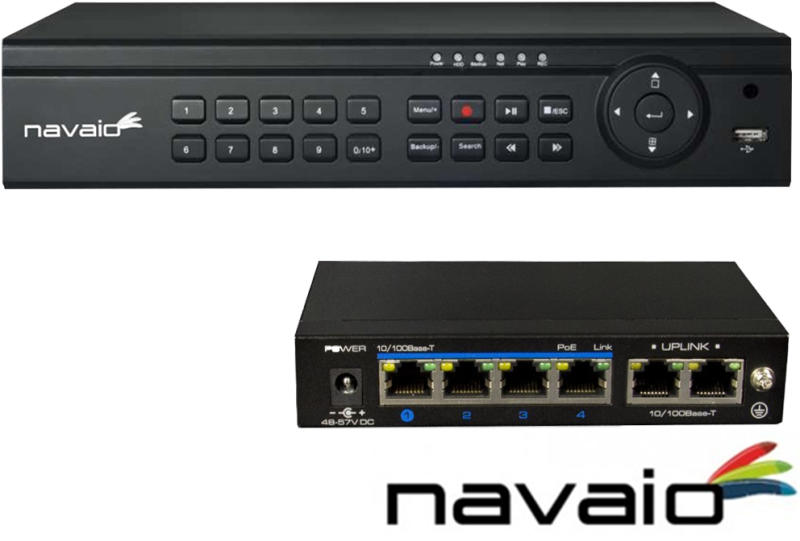 Navaio 4-channel pentaplex NVR NGD-8104 + NAV-S104POE (Recorder DVR si ...