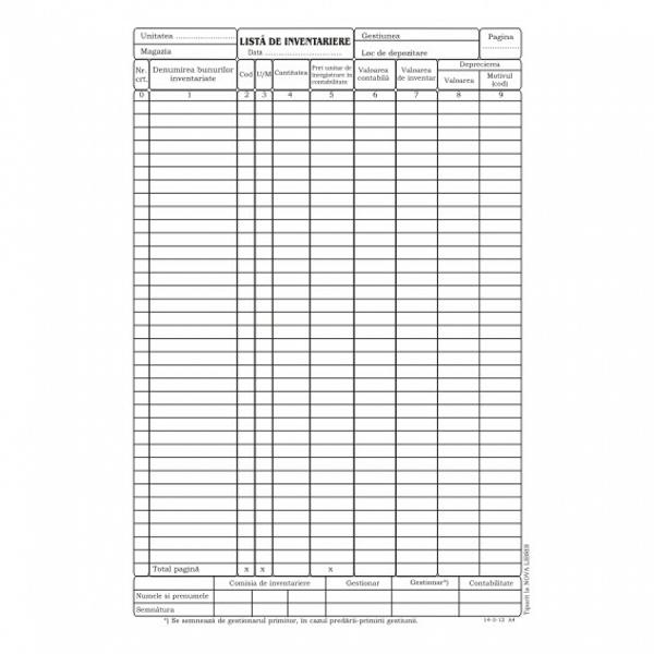 Nova Libris Lista de inventariere A4 F (Formular) - Preturi
