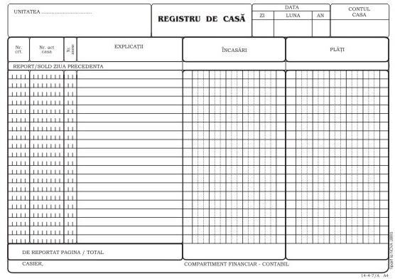 Formulare tipizate Registru casa autocopiativ valutar, format A4, 100 ...