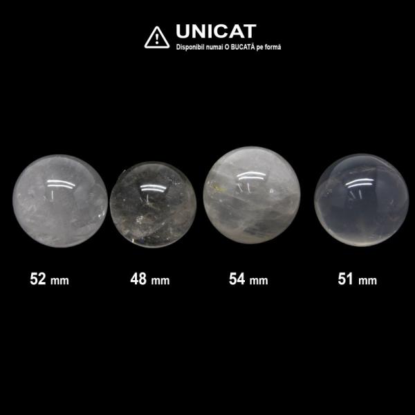 Piatra Naturala Cuart Alb Sfera 54 - 48 mm - Unicat (Perle, pietre ...