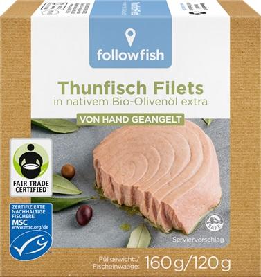 File de ton dungat in ulei de masline bio 160g Followfish (Conserva de ...