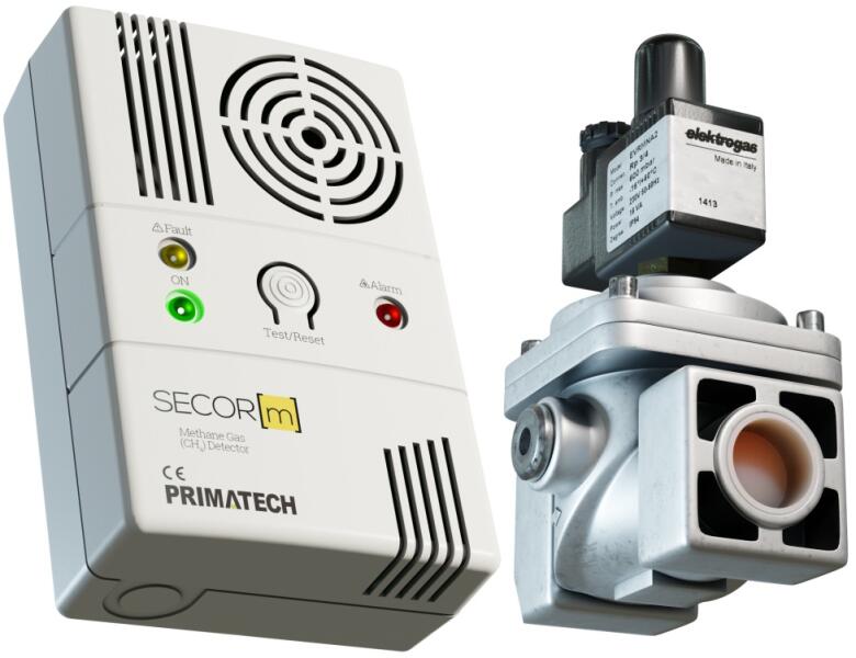 Primatech Detector de gaz metan Secor M cu electrovalva de 3/4, echipament complet (SECORM34 ...