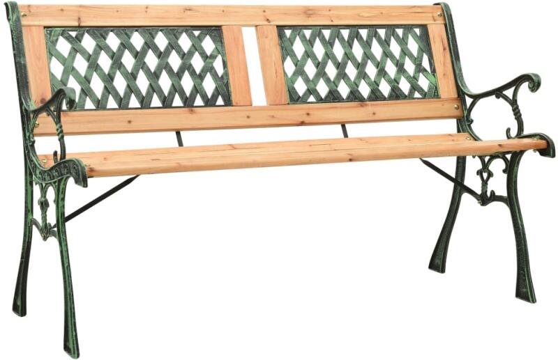 vidaXL Bancă de grădină, 122 cm, fontă și lemn masiv de brad (312033 ...