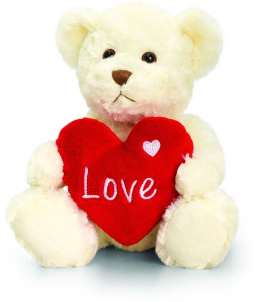 Keel Toys За влюбени - Мече Бакстър със сърце - бяло - 25 см - Keel ...