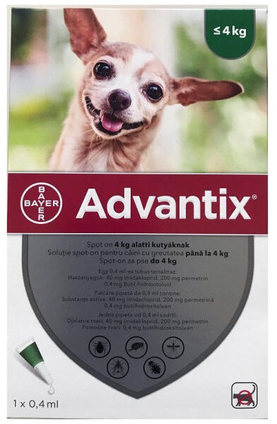 Elanco - Advantix Advantix , 4 kg - pipeta externa antipurici si ...