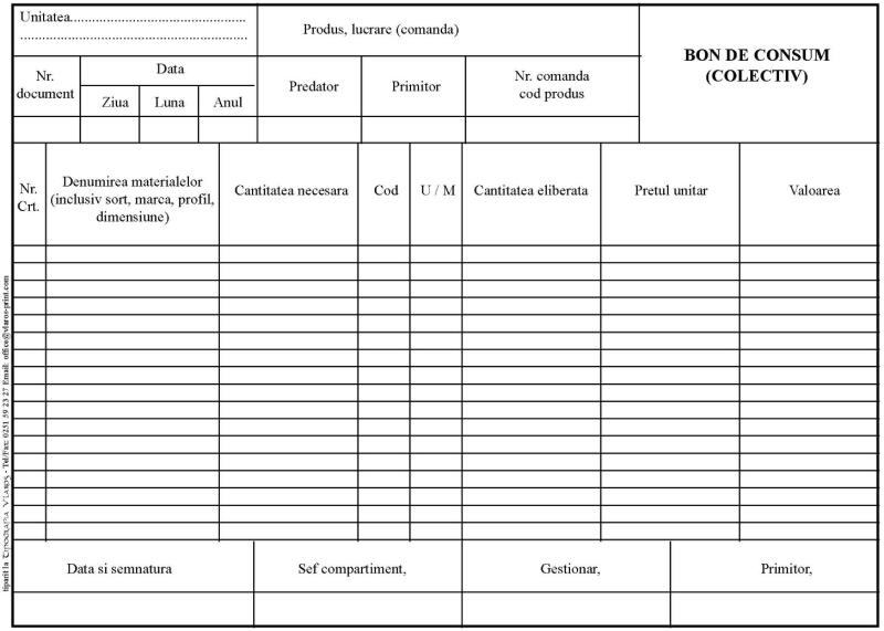 Bon de consum colectiv A4 autocopiativ (Formular) - Preturi