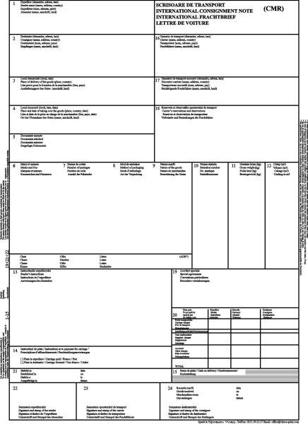 CMR - Scrisoare/Scrisori de transport auto international CMR ...