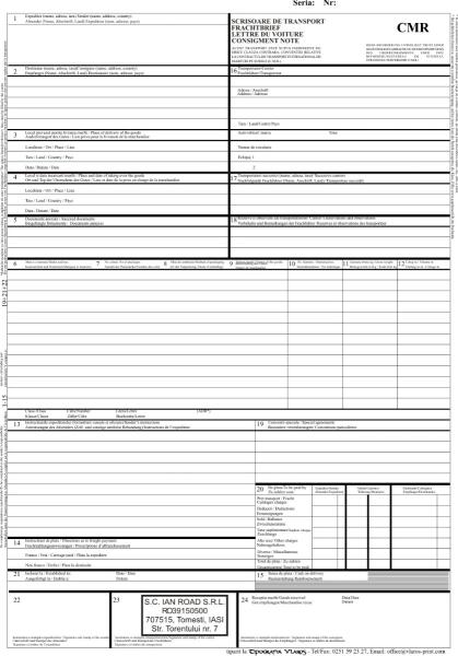 CMR - Scrisoare/Scrisori de transport auto international CMR ...