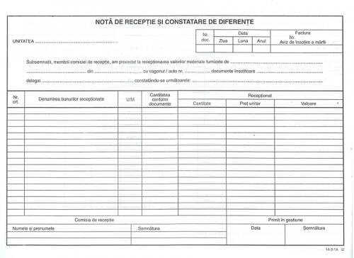 Nota de receptie si constatare diferente A4 100 file TIPNIRCG (TIPNIRCG ...