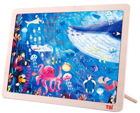 Toi World Детски дървен пъзел Toi World - Под водата, 100 части (TP021 ...