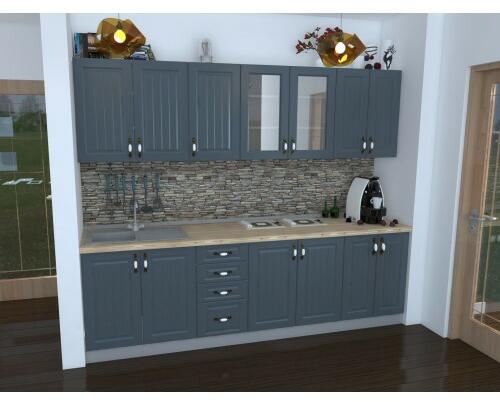 Spectral Mobila Bucatarie Zebra 2.6m MDF Gri - frezare dungi (Set ...