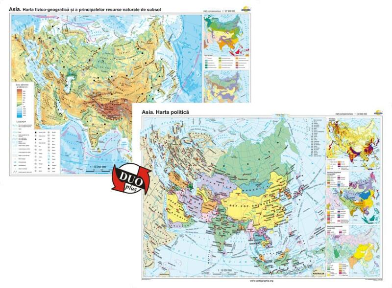 Asia. Harta fizico-geografică şi a principalelor resurse naturale de ...