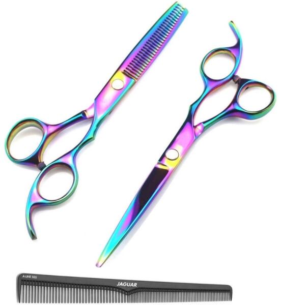 Pauco Profesional Set Foarfeci de Tuns si Filat Gold Line 5.5mm Coafor ...