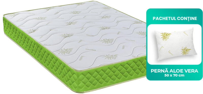 Bedora Saltea Ortopedica Bedora Aloe Vera Arcuri Invelite 140x200 cm, 5 ...