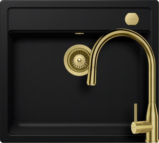 SCHOCK Set chiuveta bucatarie Schock Mono N-100 570 x 510 mm Cristadur Puro, negru intens cu ...