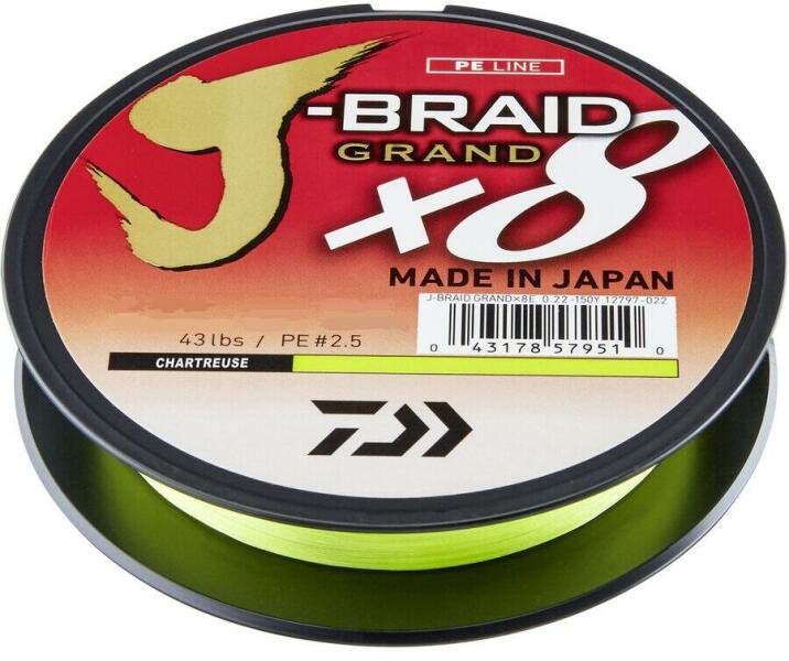 Daiwa Fir Daiwa J-Braid Grand X8 Chartreuse 0.20mm 16kg 135m (D.12797. ...
