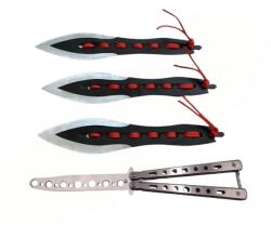 DEPOX Set Briceag fluture de antrenament si trei cutite de aruncat ...