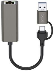 XO adapter kábel 2in1, ethernet aljzat - type-c/usb, rj45, 100mb/s, lan ...