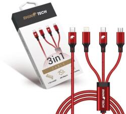 USB 2.0 Type C MicroUSB Lightning Töltő/adat Piros 1.2m RTACC478 ...
